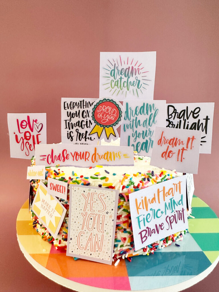 Encouragement Sticker Graduation Cake - Pink Pop Party